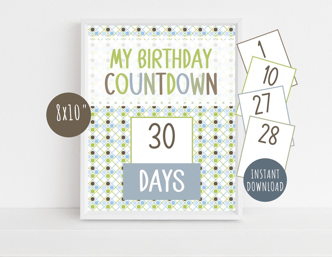 Birthday Countdown Calendar, Printable DIY Countdown Sign, Birthday ...