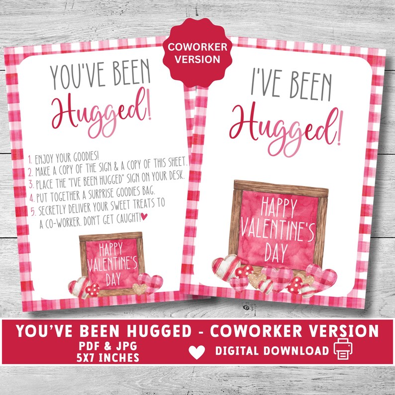 Valentine's Day Coworker Game Printable, You've Been Hugged, Printable ...