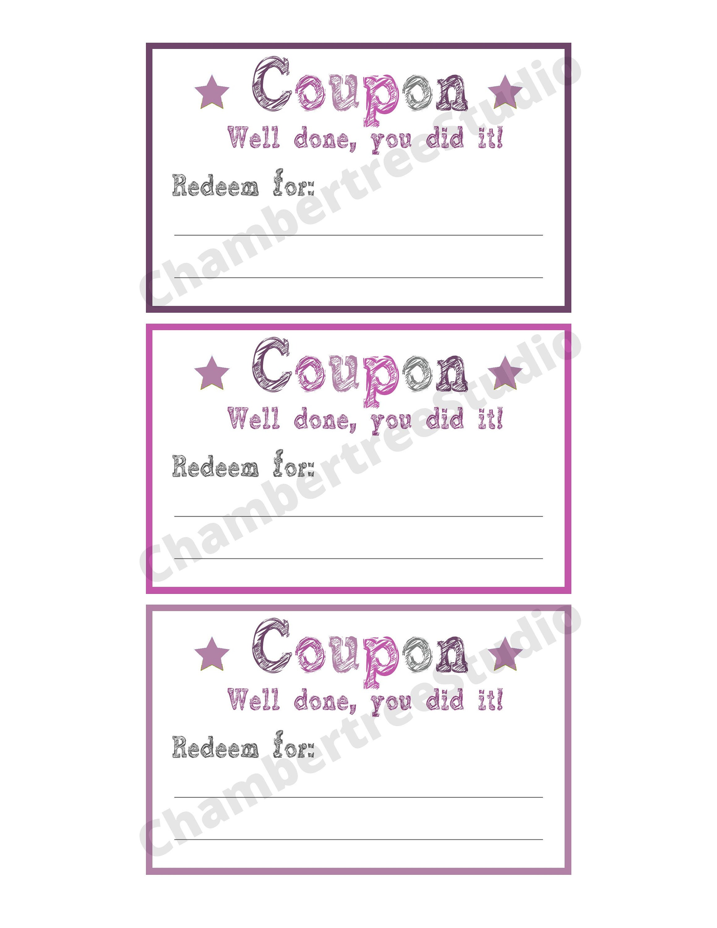 Coupon Cards for Kids Printable Good Behavior Card Printable - Etsy
