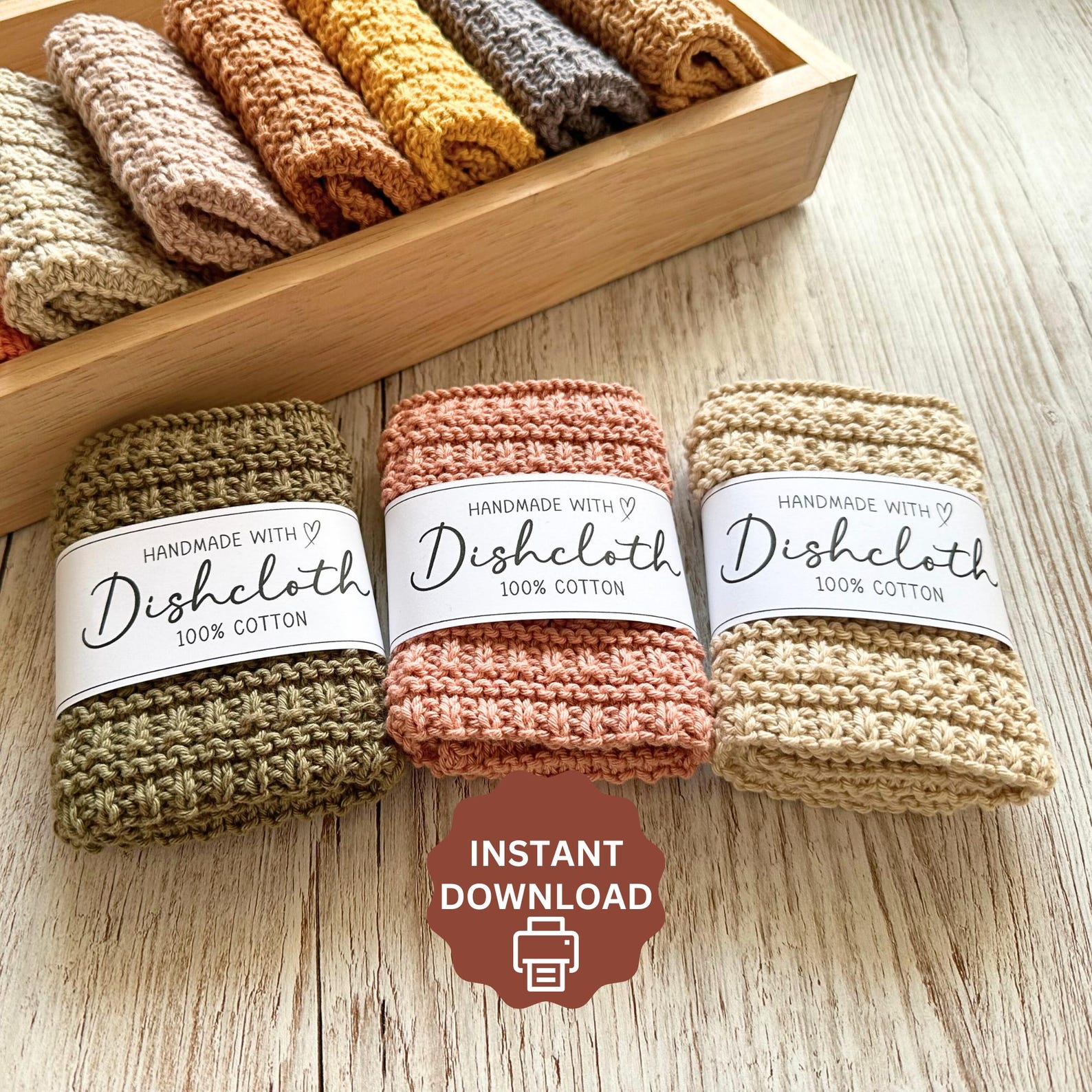 Dishcloth Wrapper Label, Crochet or Knitted Dishcloths, Printable ...