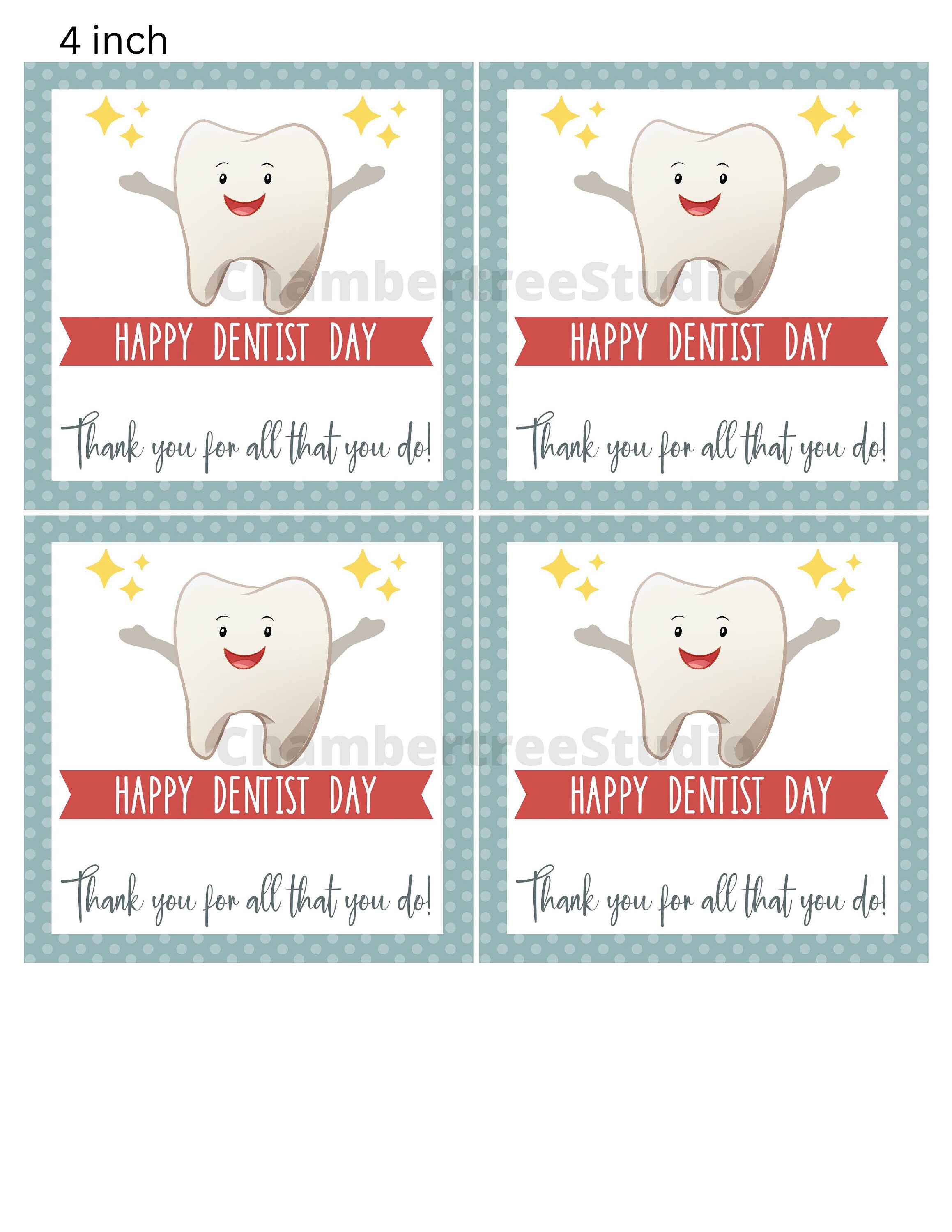 National Dentist Day Gift Tag, Dentists Appreciation Tags, 3" 3.5" & 4 ...