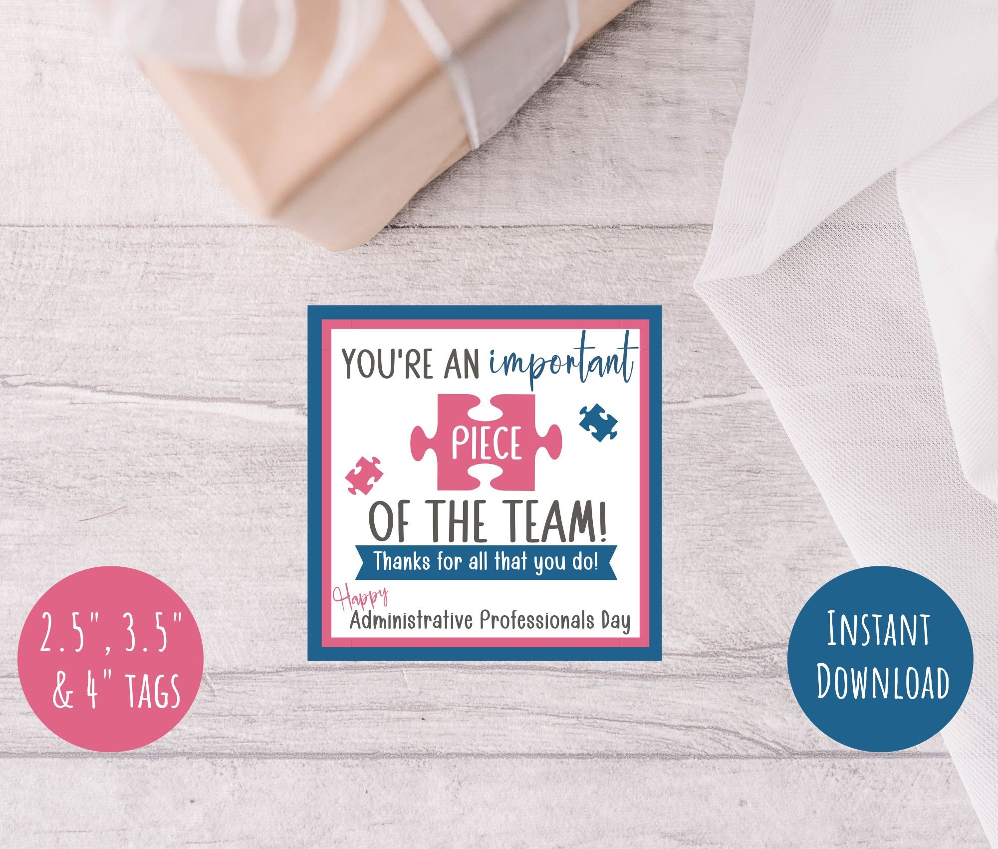 Administrative Professionals Day Gift Tag, Employee Appreciation ...