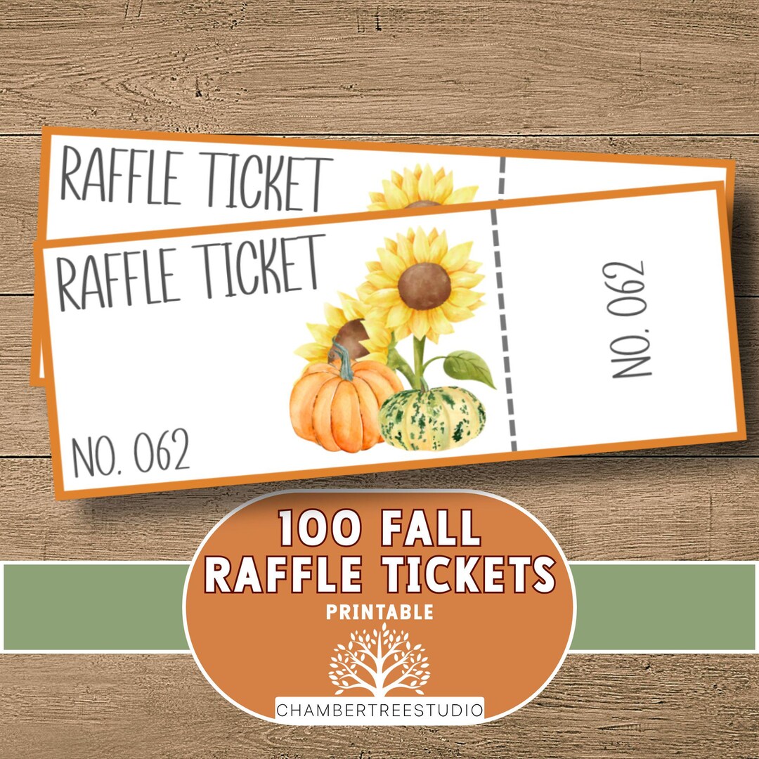 Fall Raffle Tickets: Thanksgiving Fundraising, Charity Event (printable ...