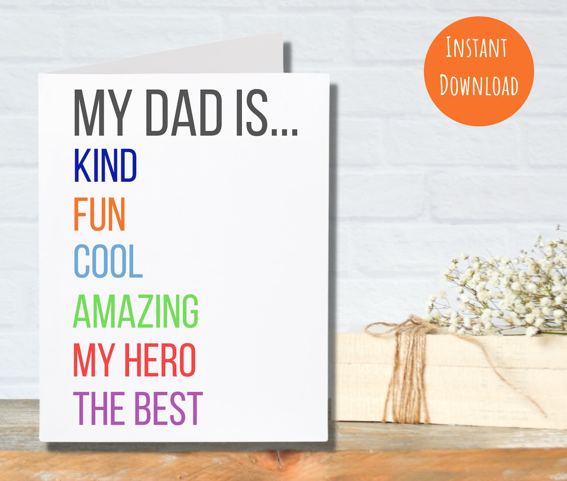 Printable Father's Day Card, All About My Dad, Printable Dad Card, Best ...