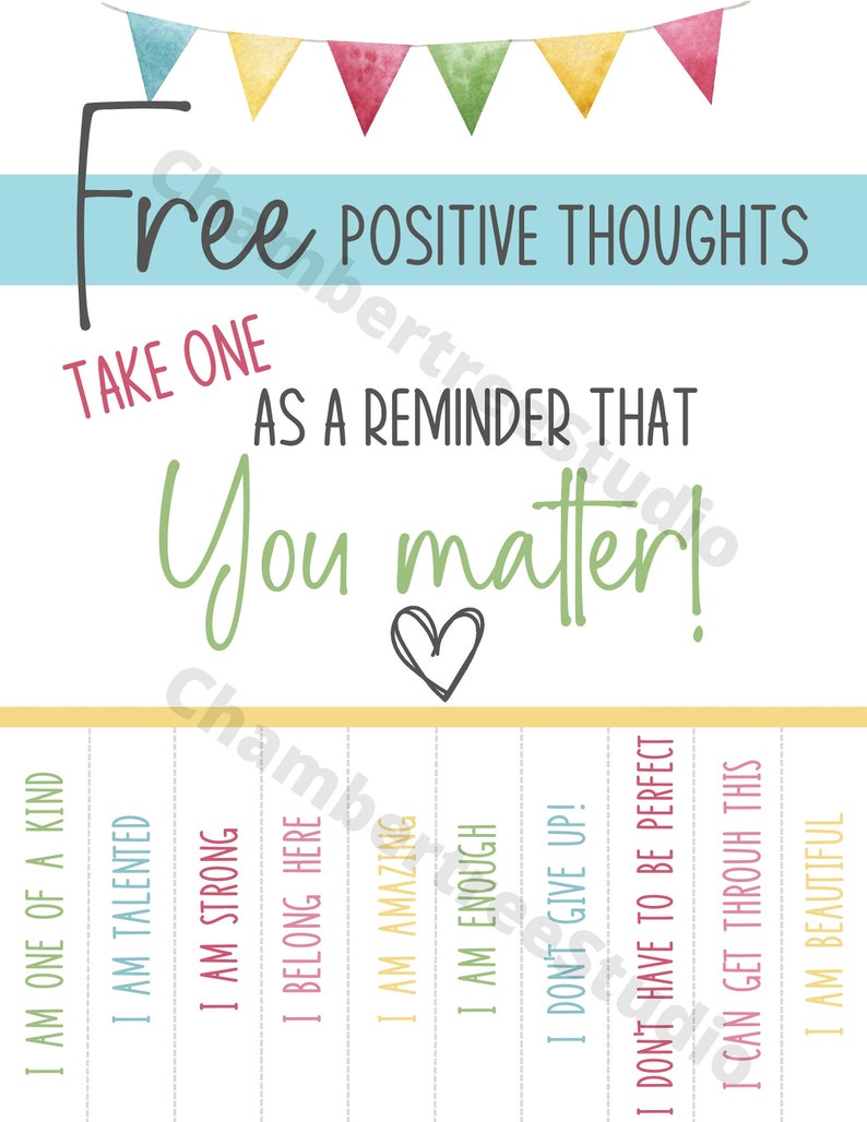 Affirmation Tear off Flyer, Printable Positive Thoughts, School ...