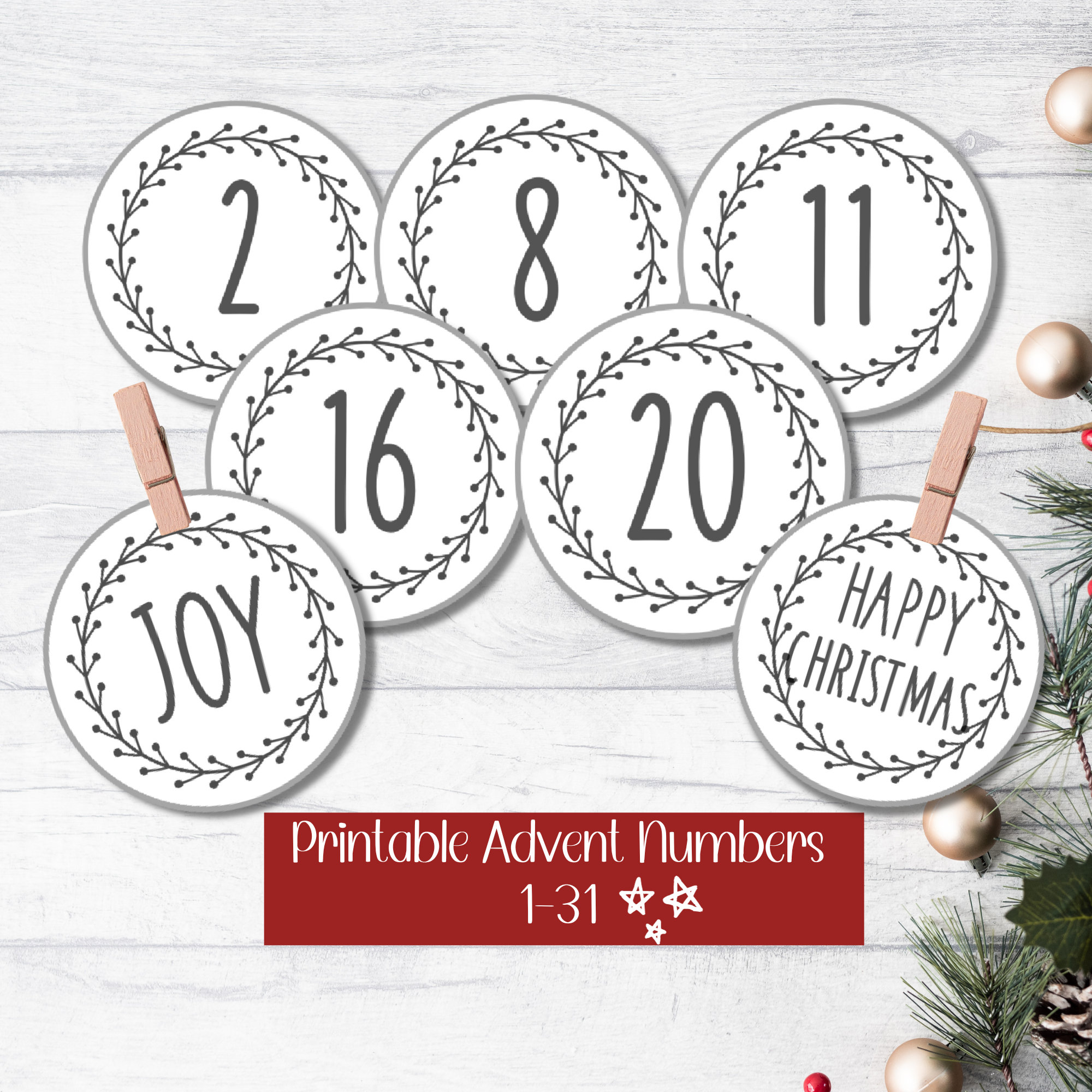 Advent Calendar Numbers, 1.5 & 2, DIY Advent Calendar Kit, Printable ...