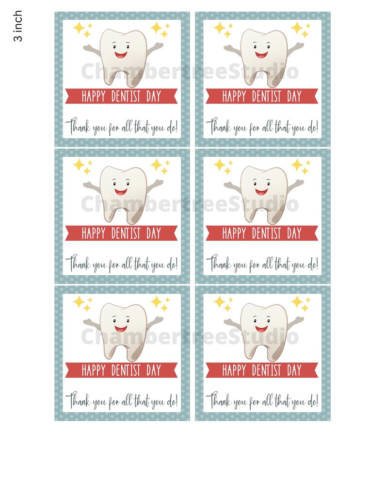 National Dentist Day Gift Tag, Dentists Appreciation Tags, 3" 3.5" & 4 ...