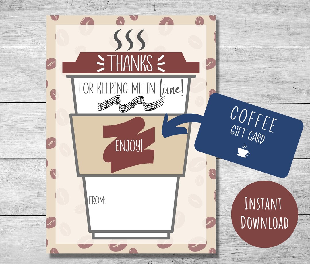 Music Teacher Appreciation Gift Card Holder, End of School Year, Coffee ...