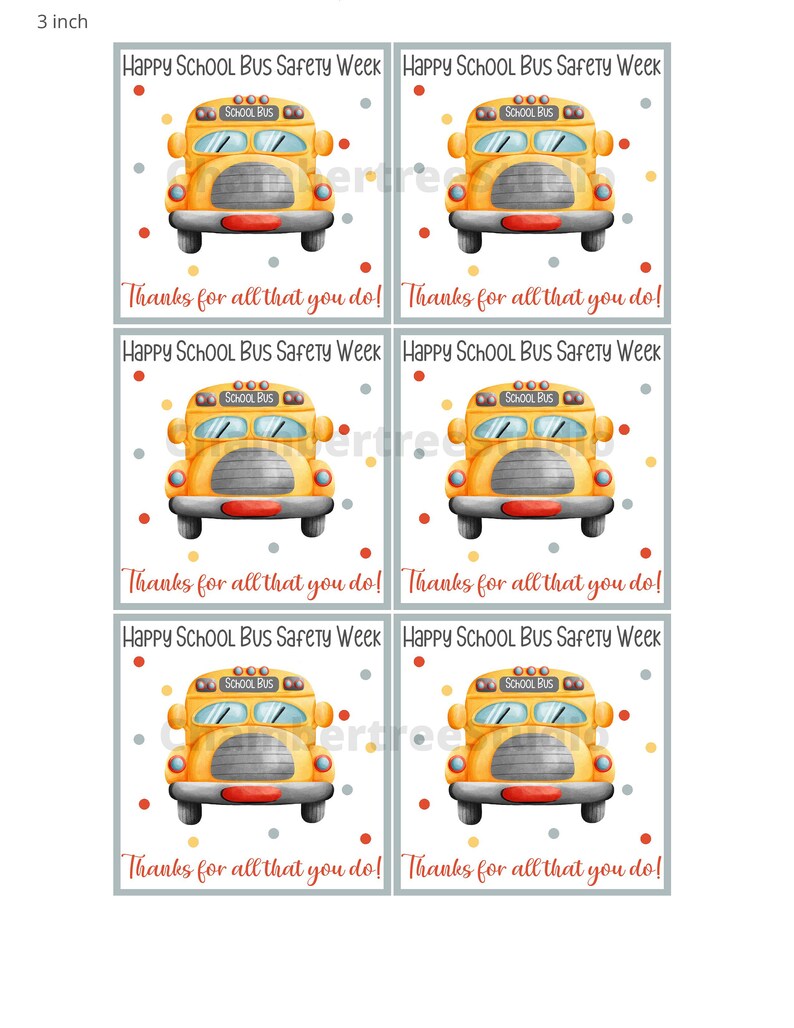 School Bus Safety Week Gift Tag Bus Driver Appreciation Tag - Etsy