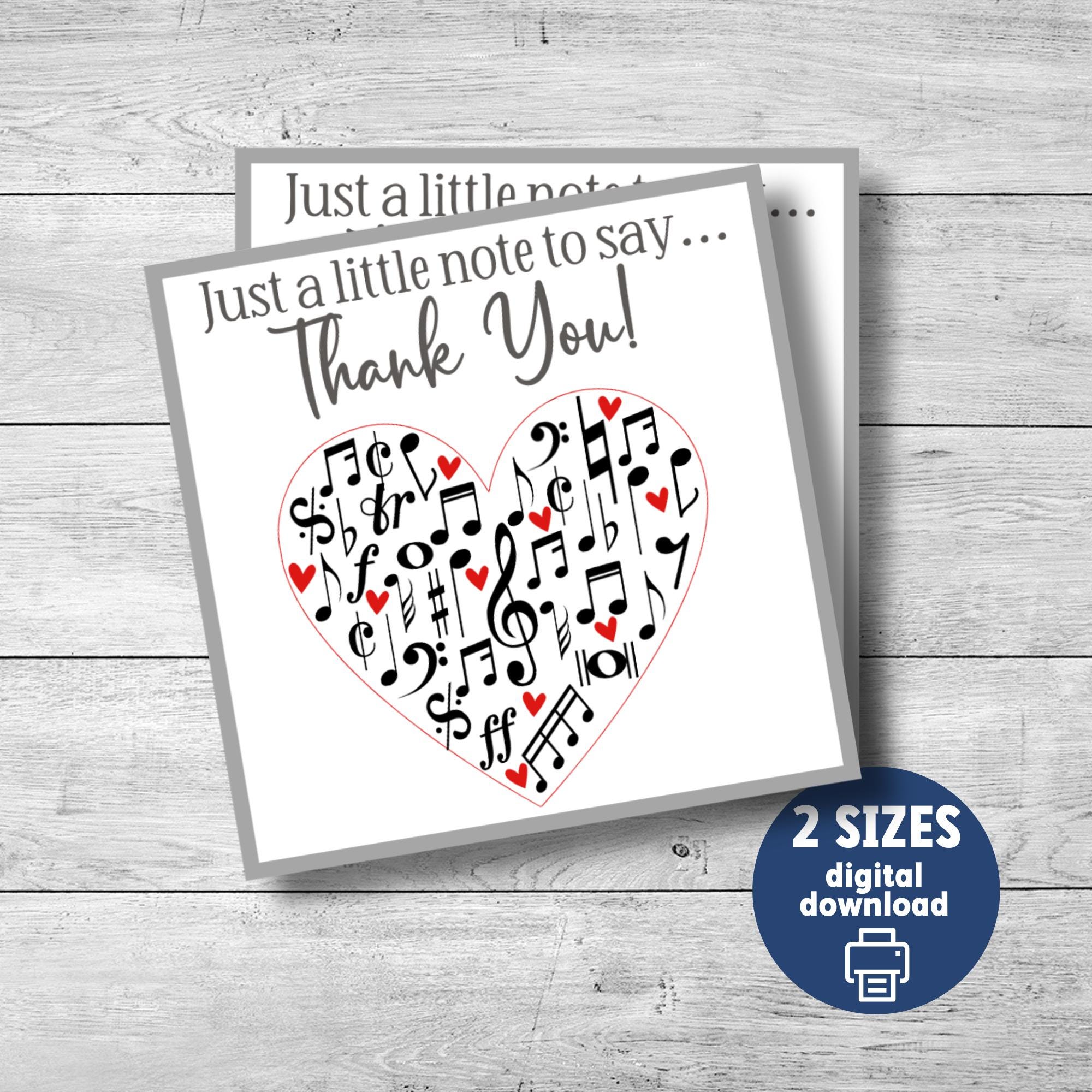 Music Teacher Appreciation Gift Tag, Printable Thank You Gift Tag ...
