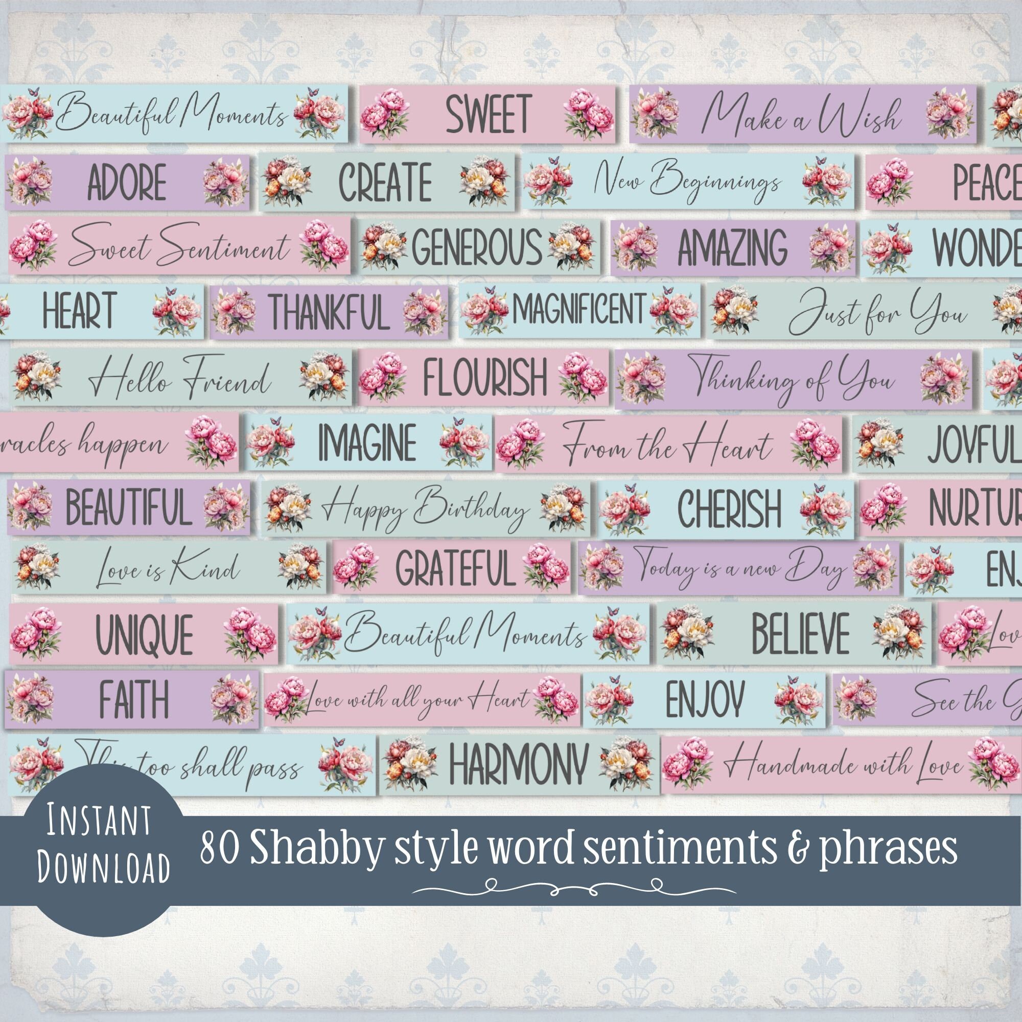 Shabby Style Word Ephemera – Printable Junk Journal Words for ...