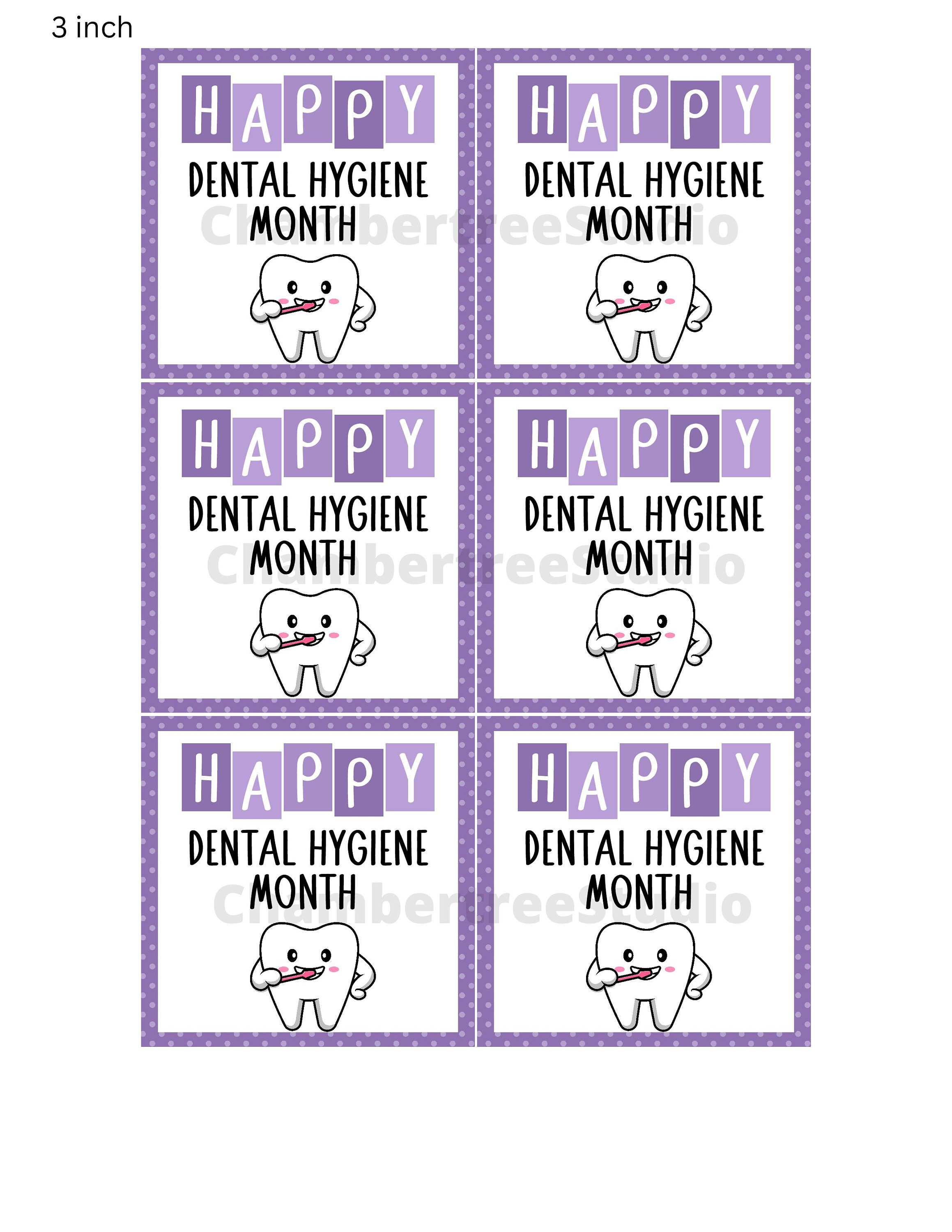 Dental Hygiene Month Gift Tag, Dental Hygiene Appreciation Tags, 2.5 ...