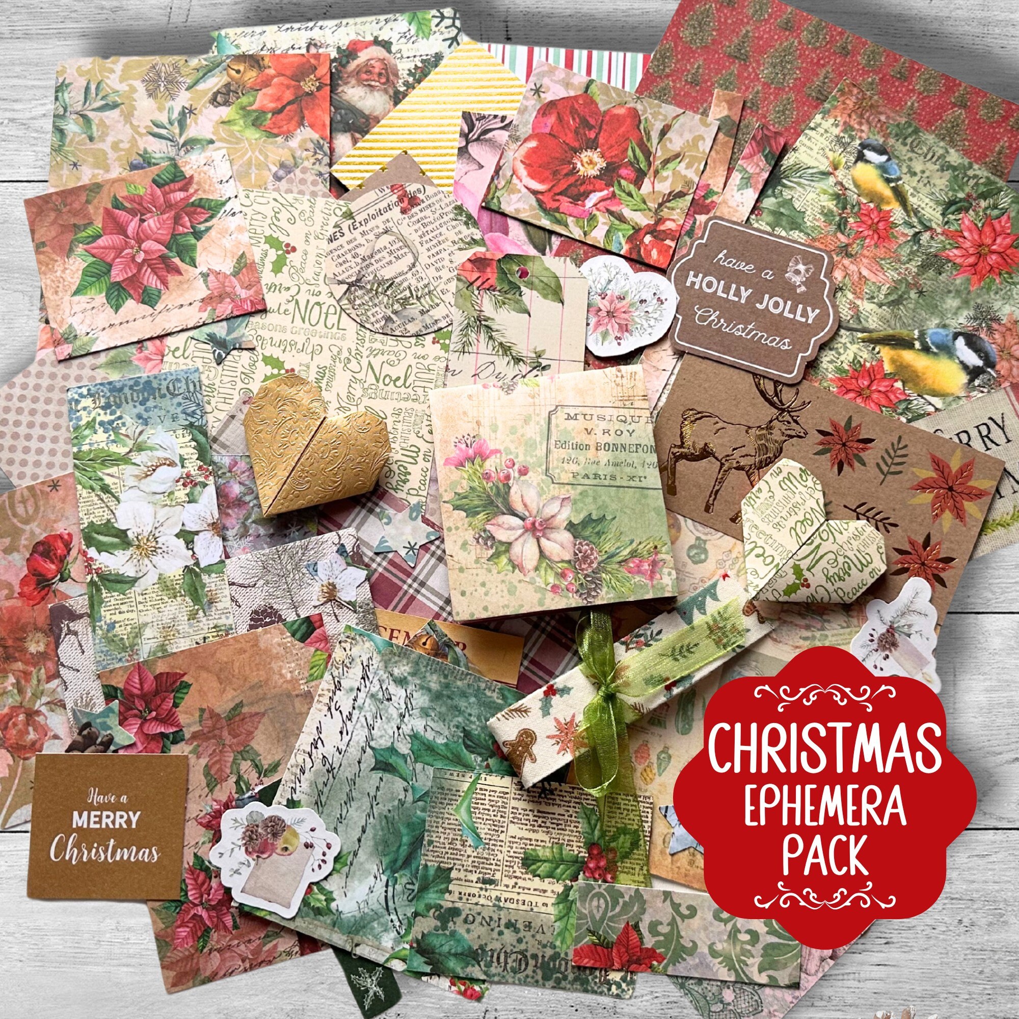 Christmas Ephemera Paper Pack, 50 Pc, Scrapbooking, Cardmaking, Paper ...