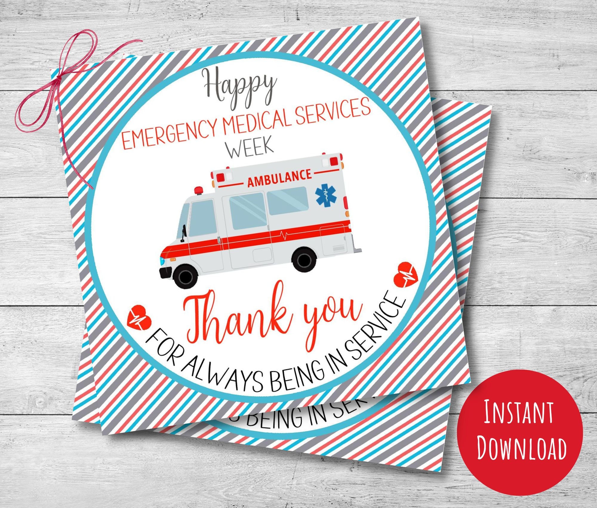 EMS Week Gift Tag, Happy Emergency Medical Services Week, EMT Appreciation, Gift for Paramedics ...
