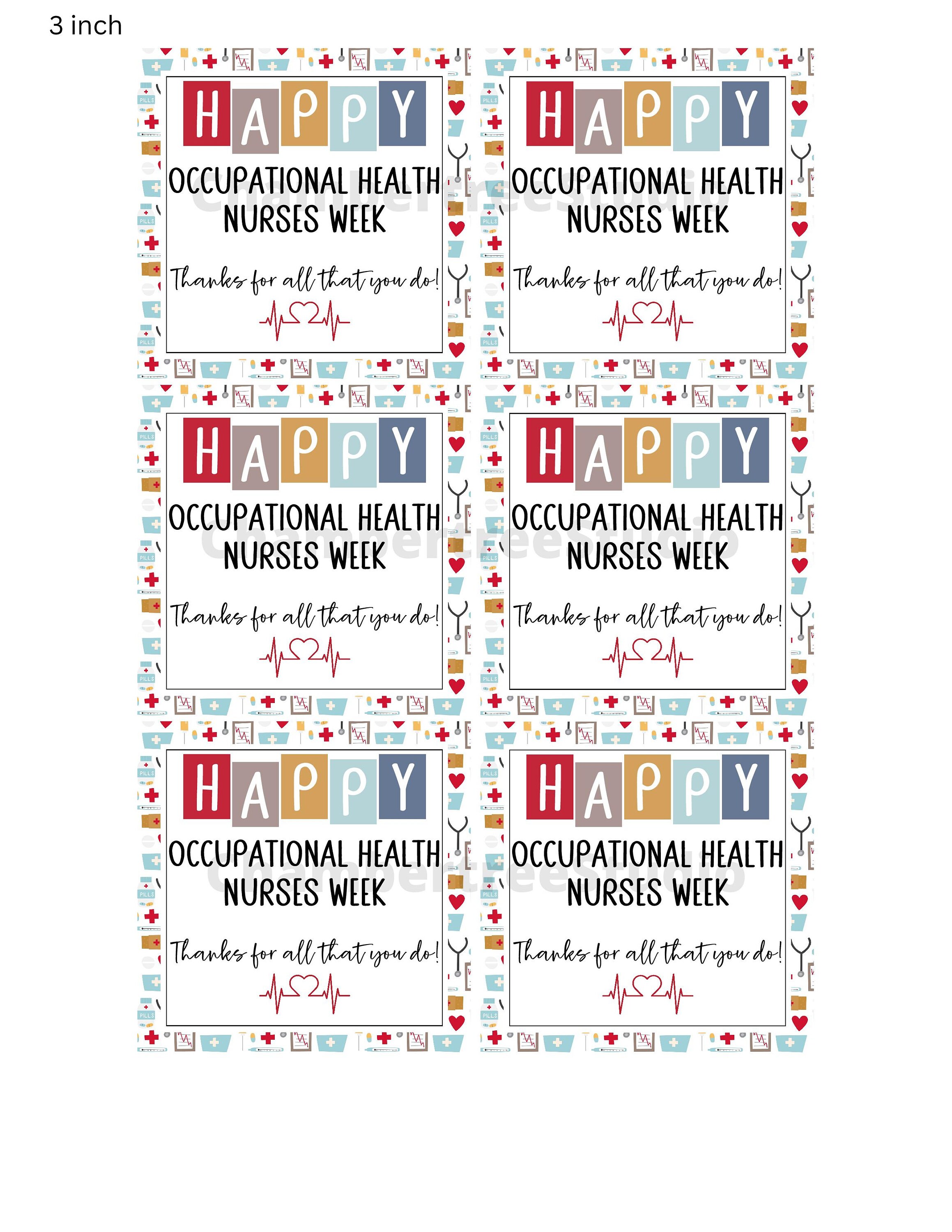 Occupational Health Nurses Week Gift Tag, OHN Week, 3 and 4 Gift Tags ...