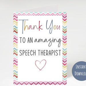 Speech Therapist Thank You Card, Printable Appreciation Card for Speech ...