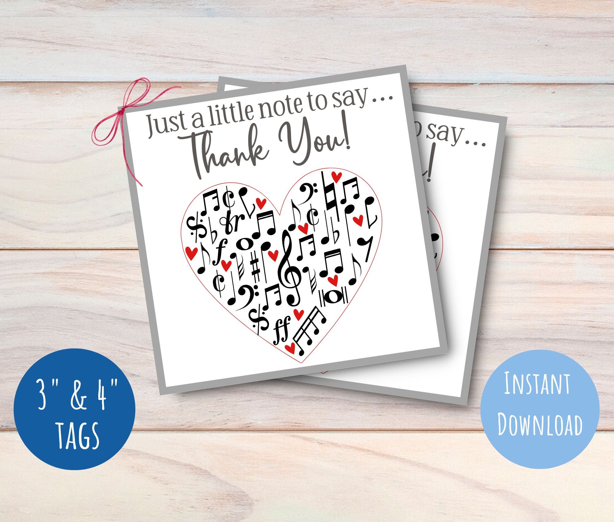 Music Teacher Appreciation Gift Tag, Printable Thank You Gift Tag ...