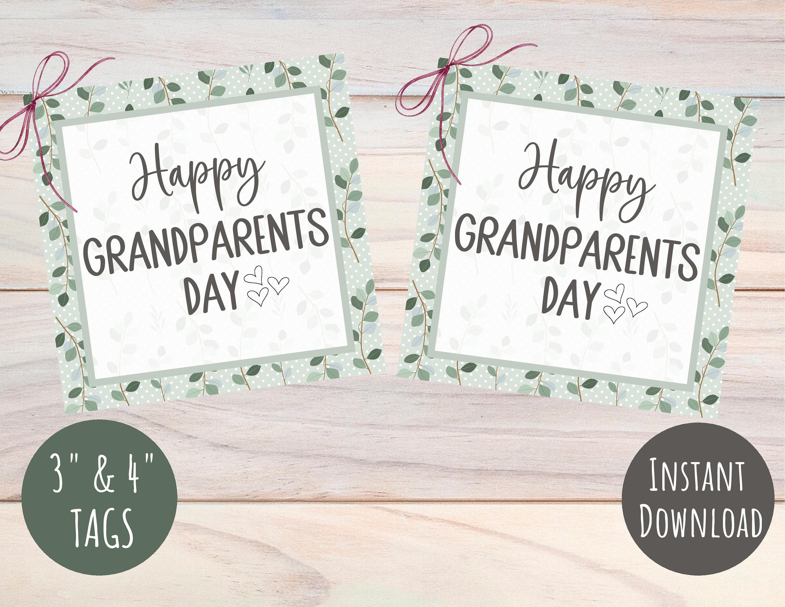 Happy Grandparents Day Gift Tag, Appreciation Gift Tag, 3" & 4" Tags ...