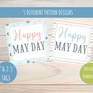 Happy May Day Tag, Spring Gift Tag, 2", 2.5" & 3" Sizes, Printable May ...
