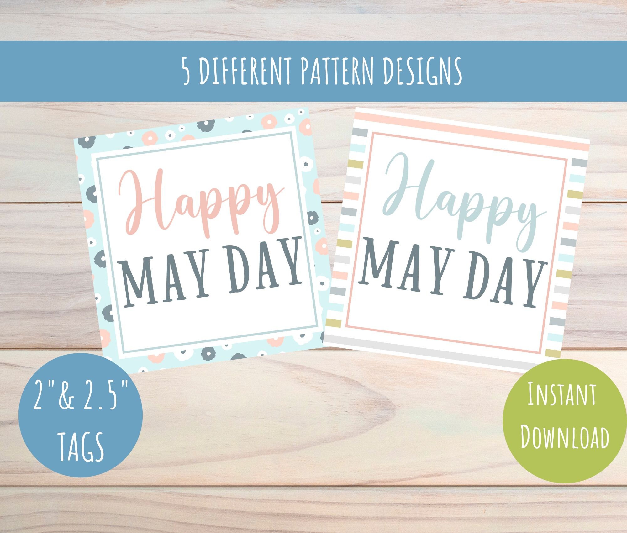 Happy May Day Tag, Spring Gift Tag, 2, 2.5 & 3 Sizes, Printable May Day ...