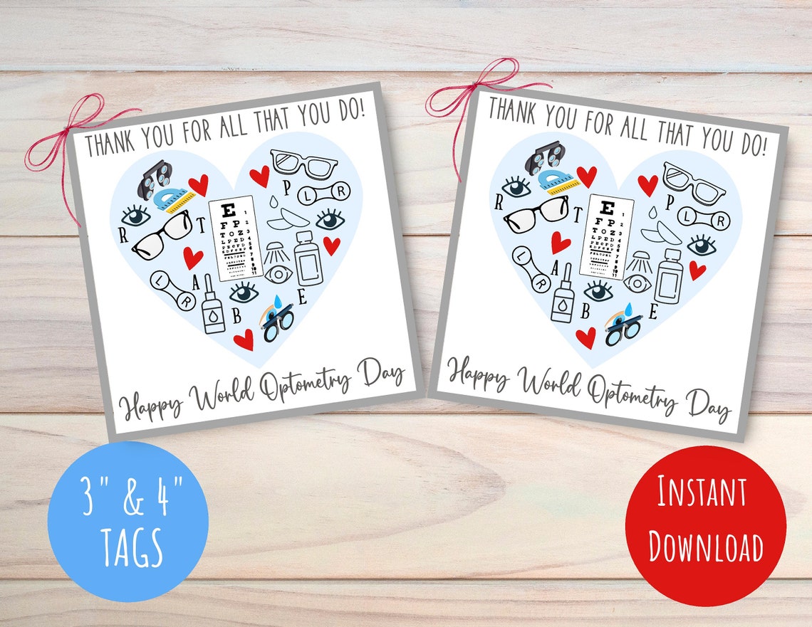 World Optometry Day Gift Tag, Eye Sight Health Care Tag, Gift Tags for ...