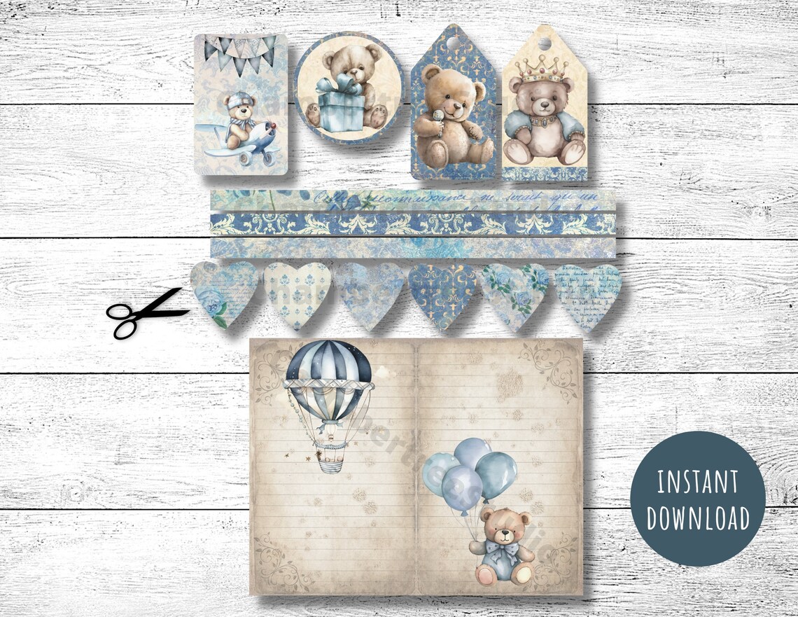 Baby Boy Words, Printable Word Sentiments, Vintage Baby Junk Journal ...
