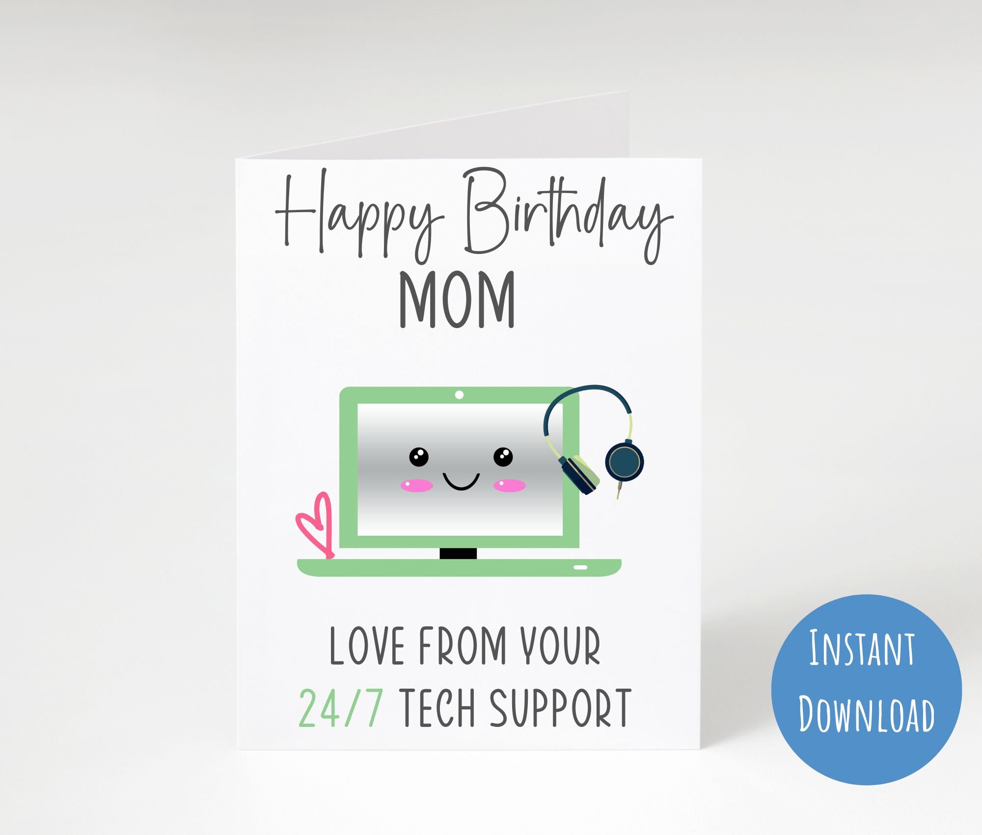 Funny Birthday Card for Mom, Happy Birthday Mom, Humorous Tech Support ...