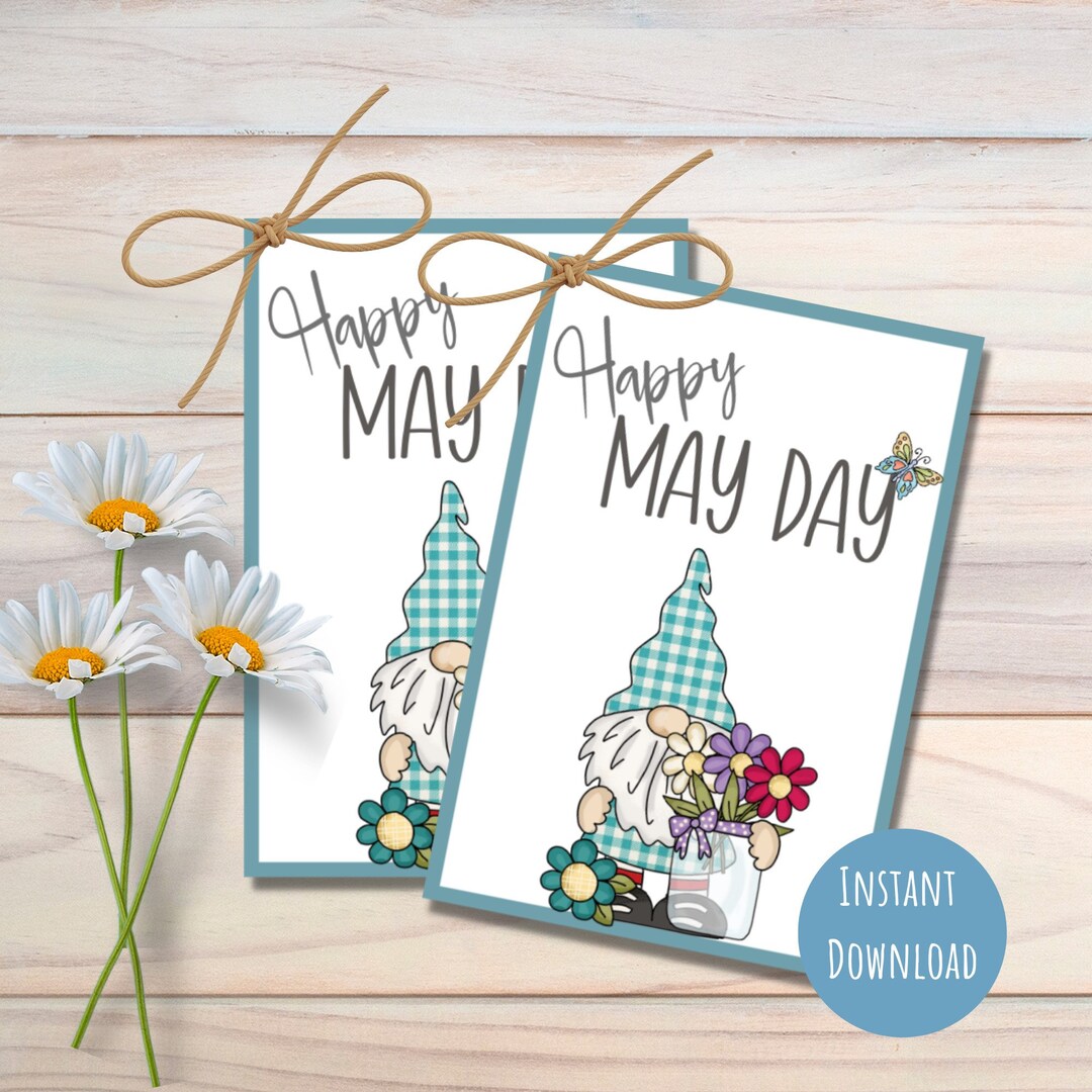 May Day Tags, Spring Gift Tag, 2 Sizes, Printable May Day Card ...