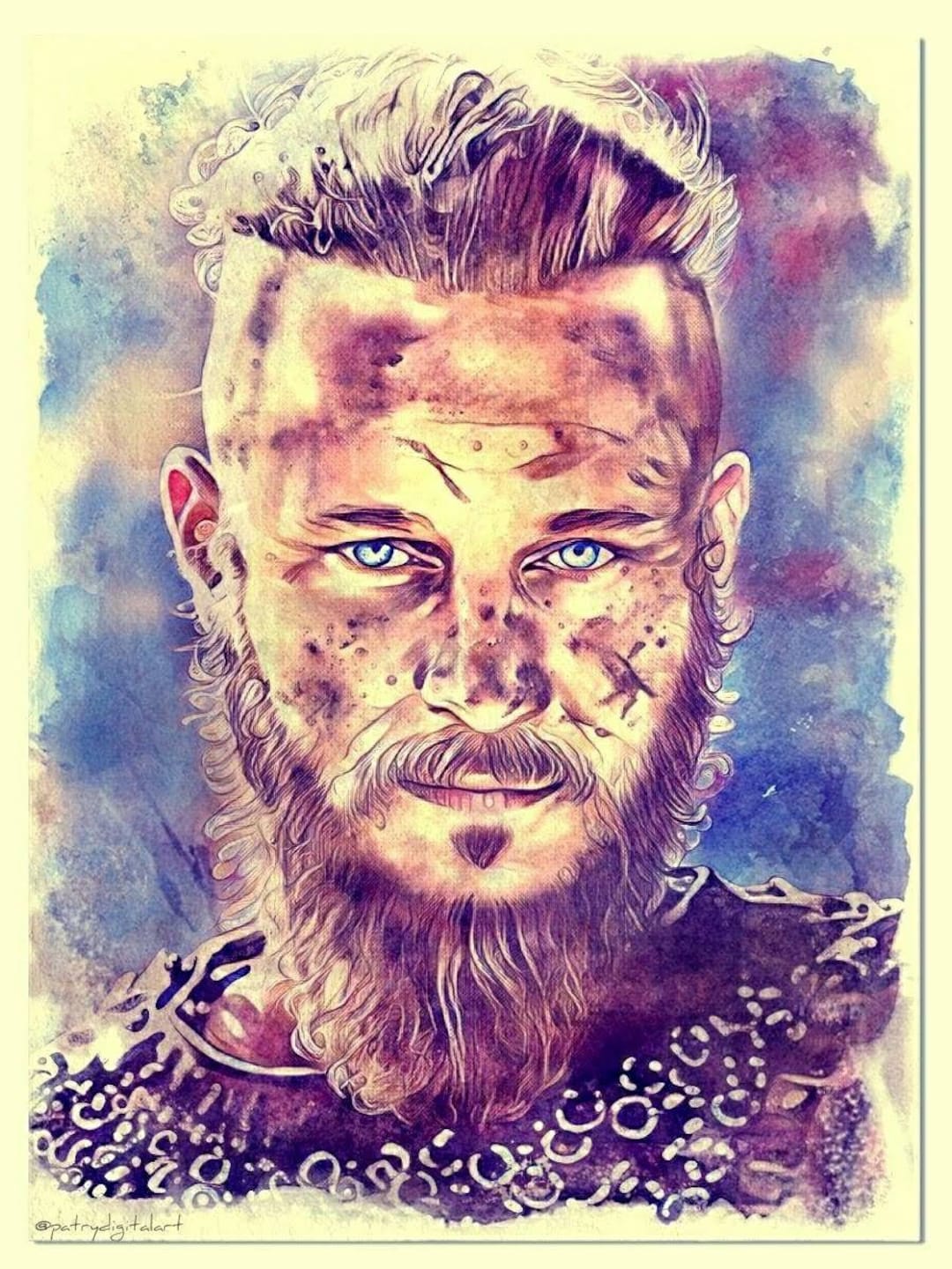 Ragnar Lothbrok - Vikings Watercolor Painting Art Print, Poster ...