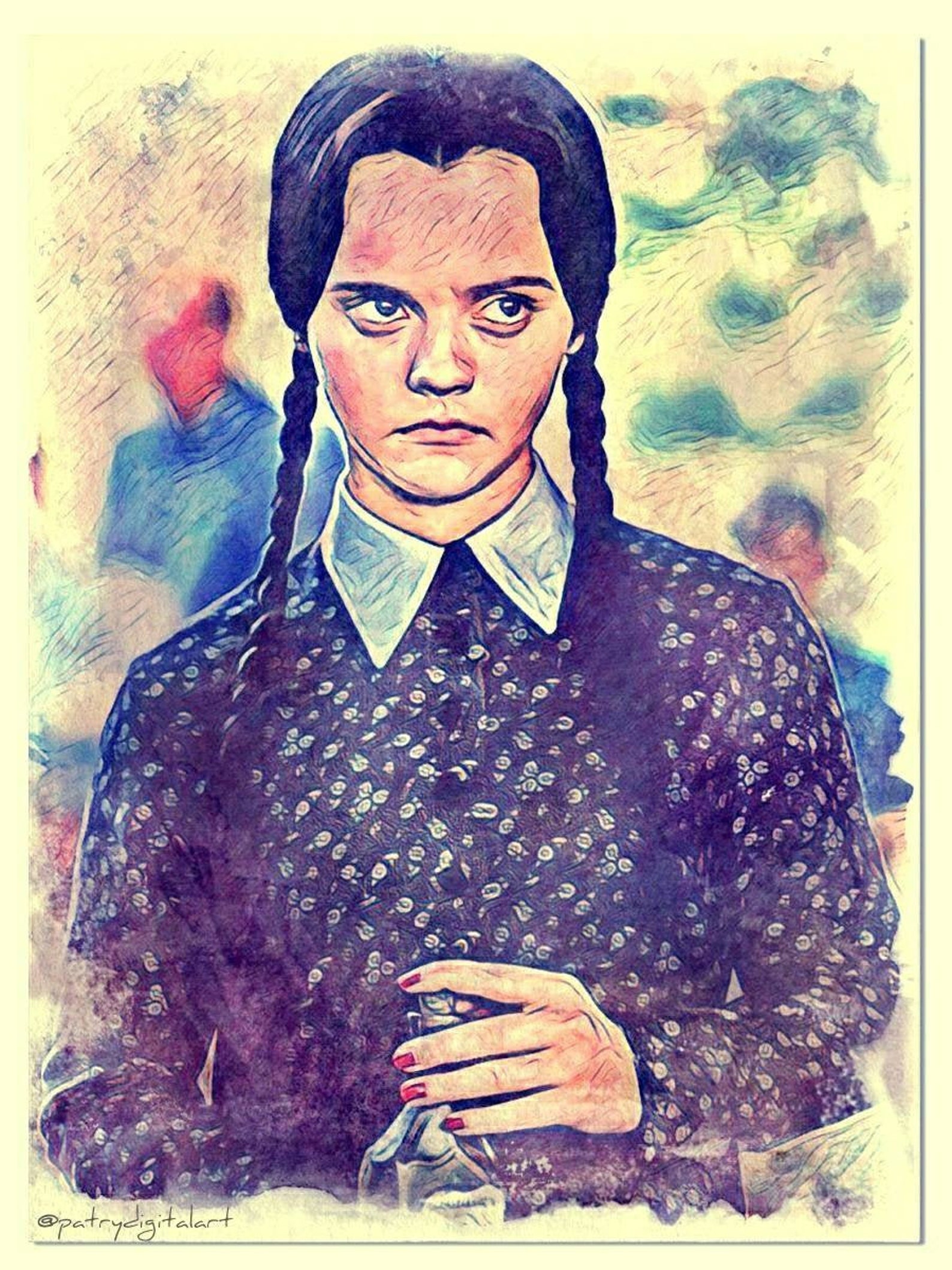 Wednesday Addams Watercolor Painting Artistic Print, Decoration, Poster ...