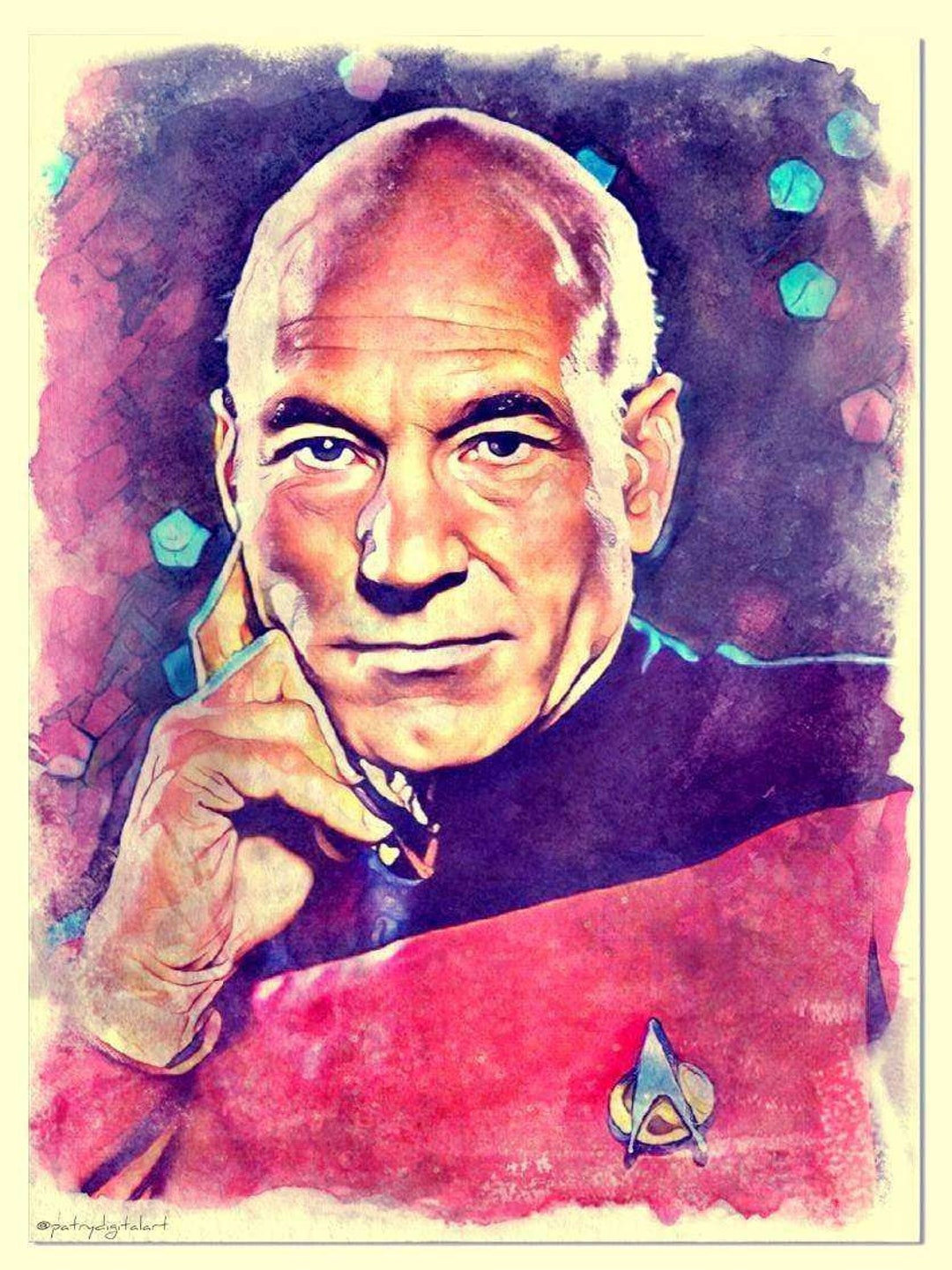 Jean-luc Picard Star Trek Watercolor Painting Artistic - Etsy