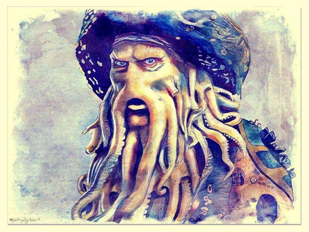 Davy Jones - Pirates of the Caribbean Watercolor Painting Art Print ...