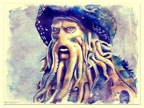 Davy Jones Pirates of the Caribbean Watercolor Painting - Etsy