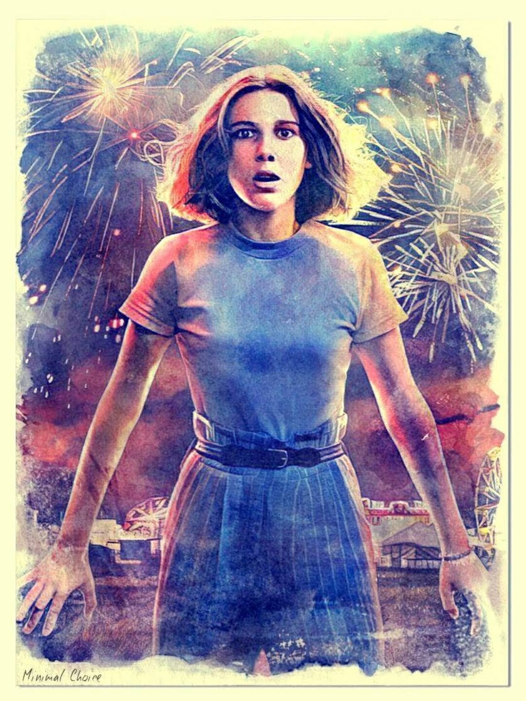 Eleven - Stranger Things 3 Watercolor Painting Art Print, Decoration ...