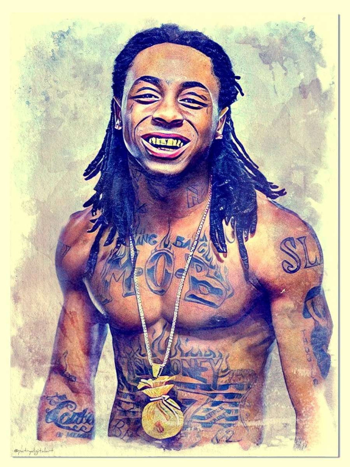 Lil Wayne Watercolor Painting Artistic Print, Decoration, Poster ...