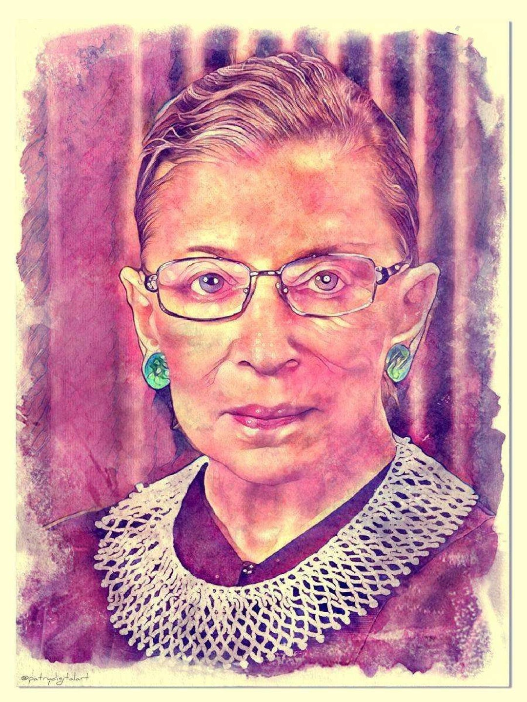 Ruth Bader Ginsburg Watercolor Painting Artistic Print, Decoration ...