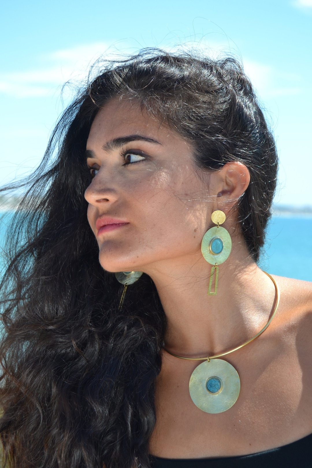 Fance Pre-columbian, Inca, Mayan, Aztec Style Rigid Hoop Necklace ...