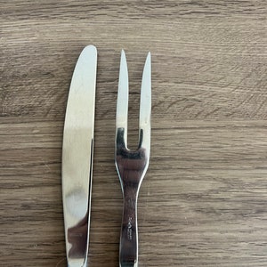 Vintage Amefa Stainless Holland Serving Fork and Knife Royal Damask Mid ...