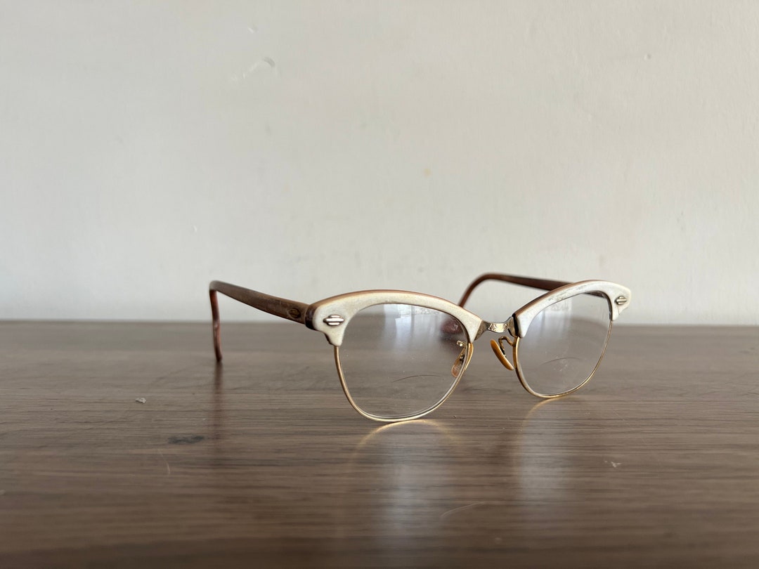 Vintage Womens 60s Glasses, Rose Gold Horn Rim Style Frames Made by Art Craft Prescription ...