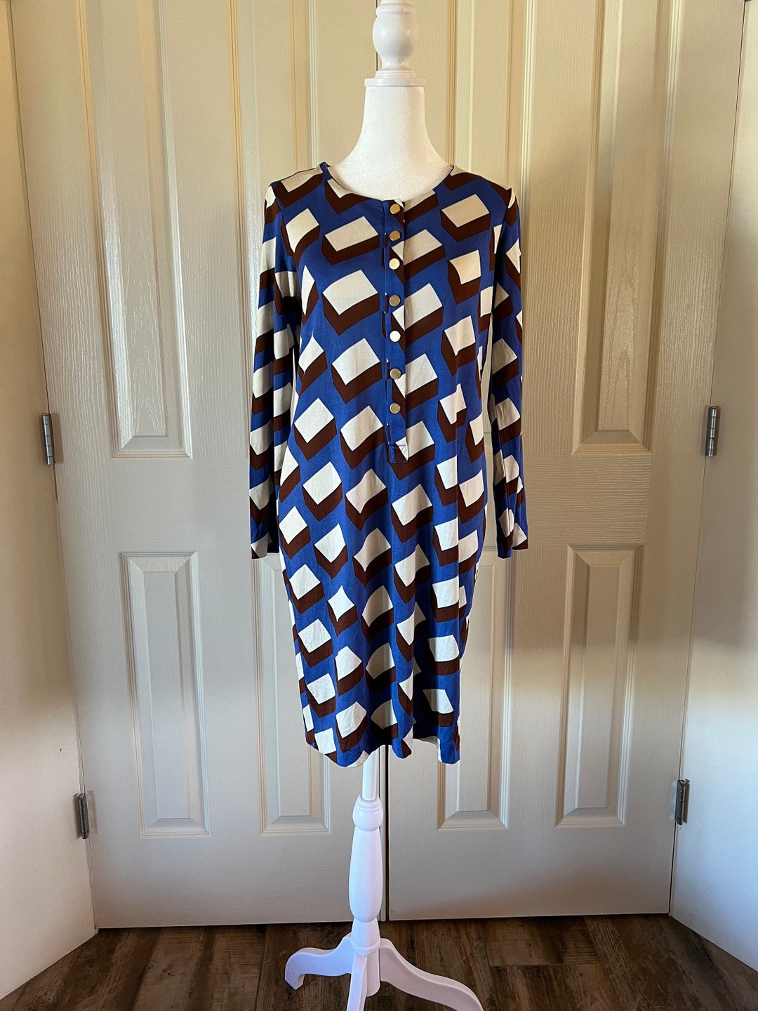 Y2K Diane Von Furstenberg Silk Dress: Geometric Print, Size 4 - Etsy