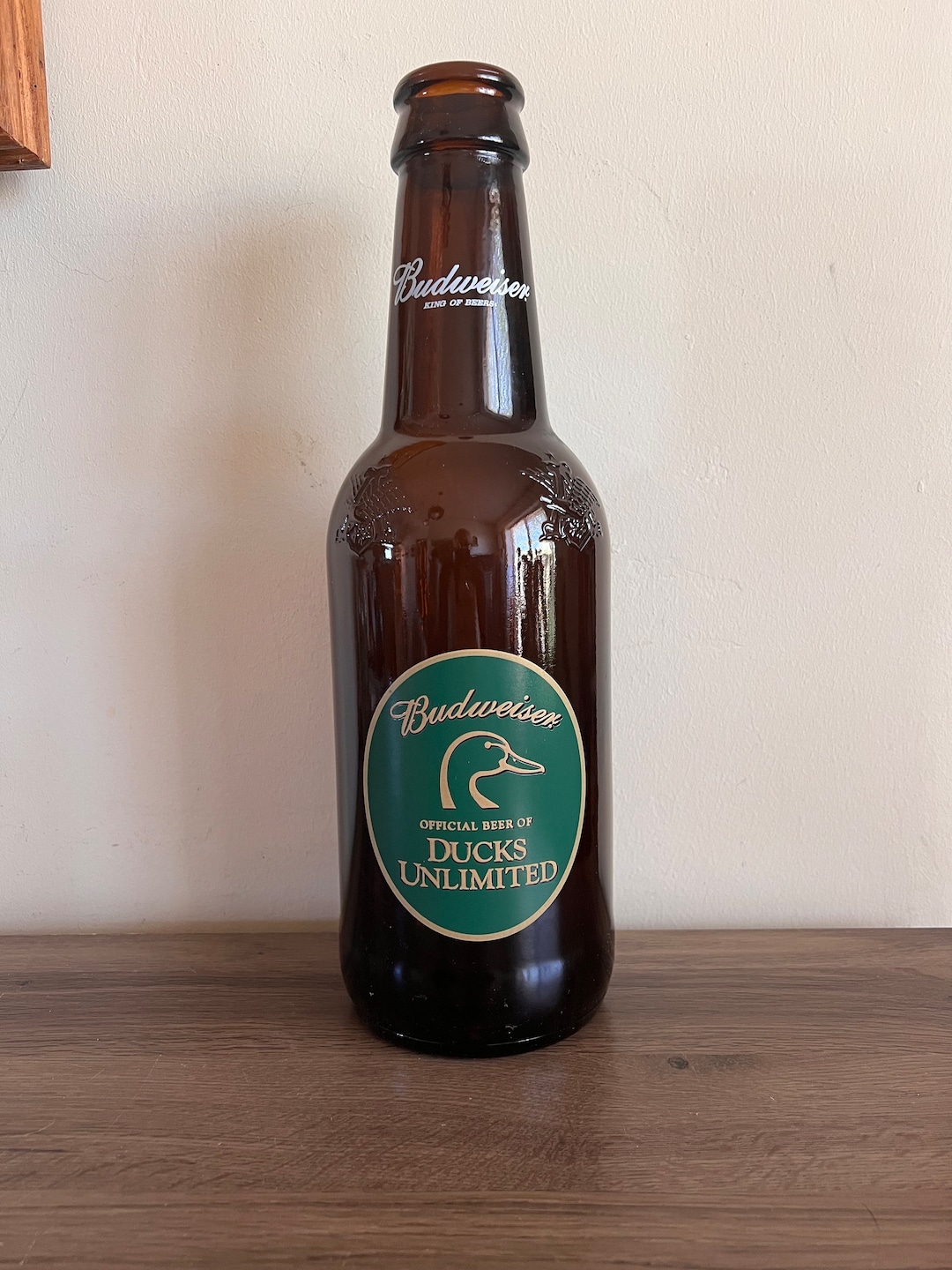 Vintage 90s Budweiser Ducks Unlimited Beer Bottle - 14.5" Brown Glass ...