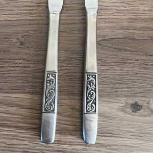 Vintage Amefa Stainless Holland Serving Fork and Knife Royal Damask Mid ...