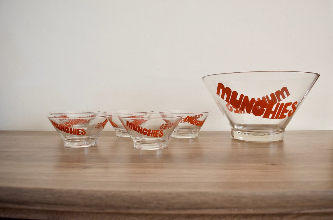 Vintage 70s Munchies Bowl Set of 6 Cool Typography - Etsy
