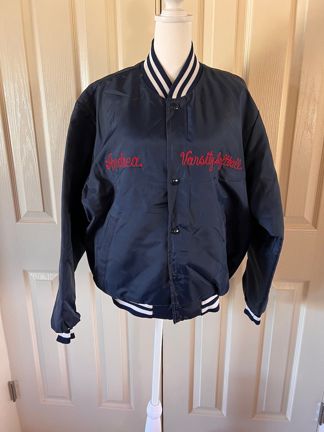 Vintage Chain Stitch Varsity Jacket Size Large Eagles Softball, Blue ...