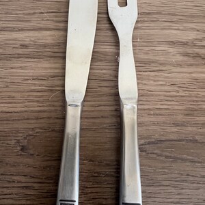 Vintage Amefa Stainless Holland Serving Fork and Knife Royal Damask Mid ...
