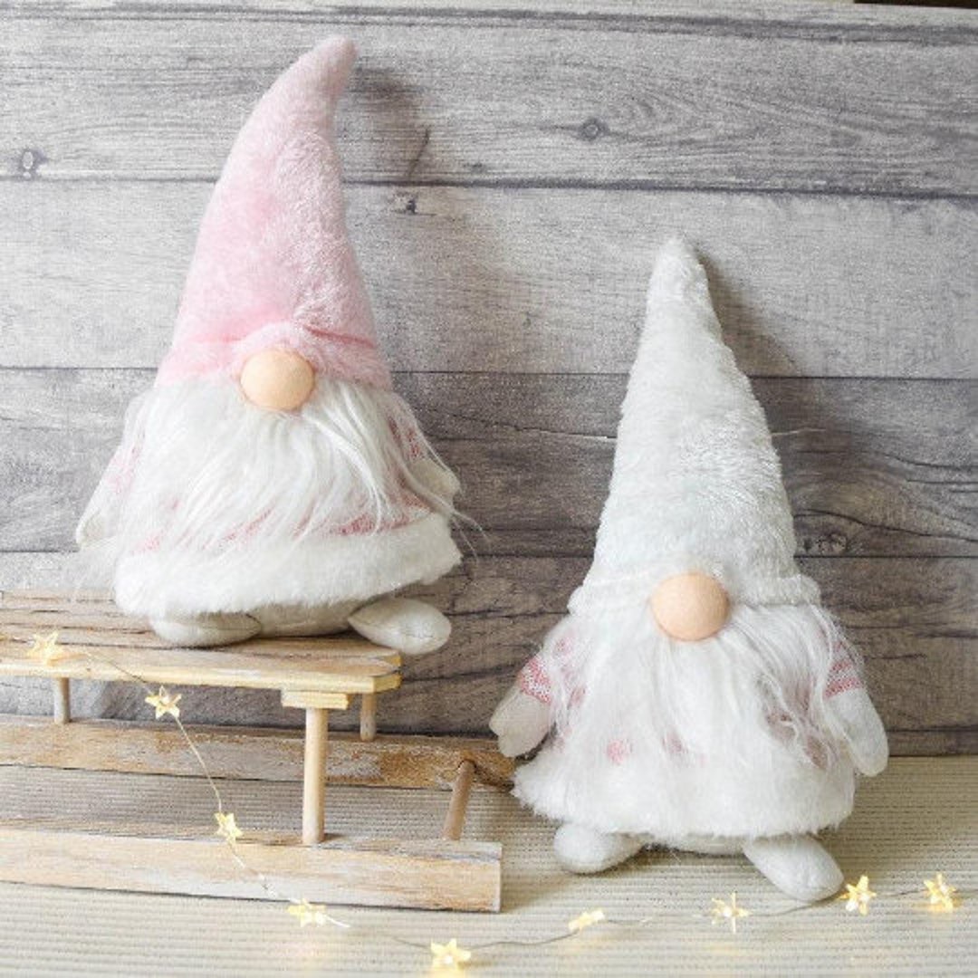 Pastel Pink and White Stripe LED Light-up Gonk, Christmas Gonk, Festive ...