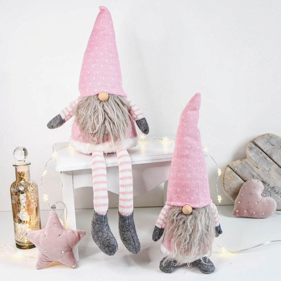 Pink Knitted Christmas Gonk Standing or Sitting Festive | Etsy UK
