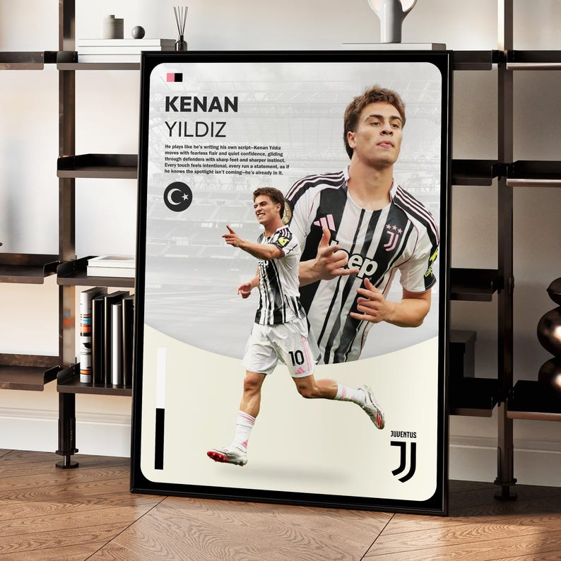 Kenan Yildiz Juventus Poster: Turkish Football Talent, Soccer Wall Art ...