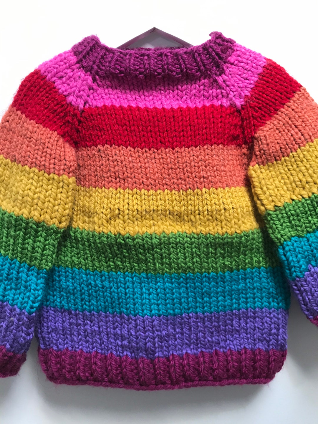 Kids Rainbow Hand Knit Jumper Various Sizes Available *pre-order* - Etsy UK