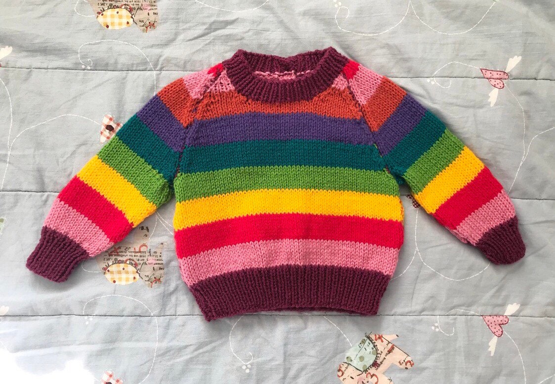 Kids Rainbow Hand Knit Jumper Various Sizes Available *pre-order* - Etsy UK